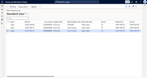 View And Manage The Work Exceptions Log Supply Chain Management