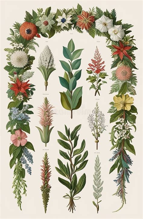 Detailed Botanical Garland Illustrations Celebrating Nature S Flora