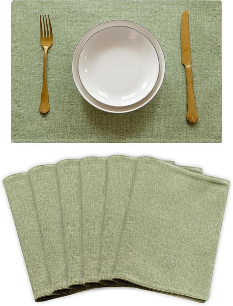 Demetex Spring Green Placemats Set Of 6 Washable Place Mats
