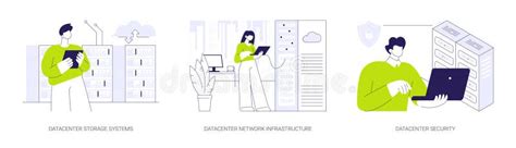 Datacenter Core Components Abstract Concept Vector Illustrations Stock