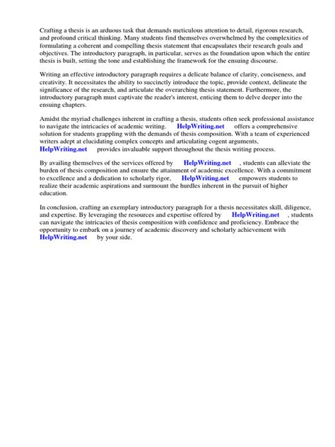 Thesis Introductory Paragraph Examples Pdf Essays Thesis