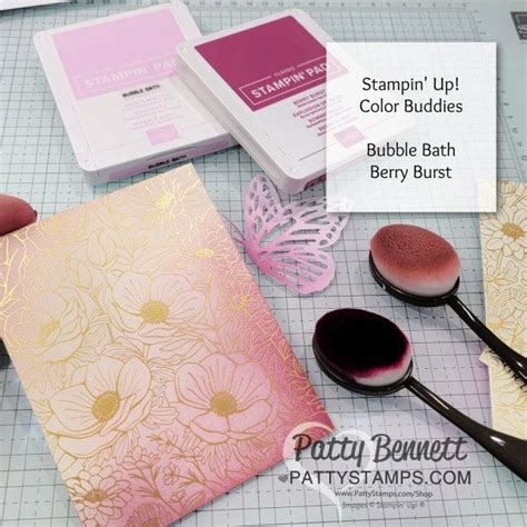 Using Pink Color Buddies From Stampin Up For Ink Blending On Gold