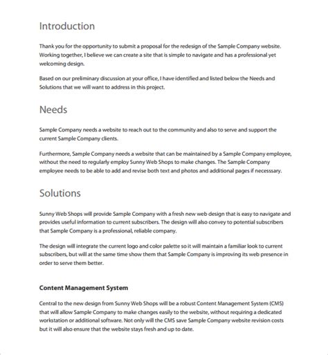 free 11 website design proposal templates in pdf ms word pages
