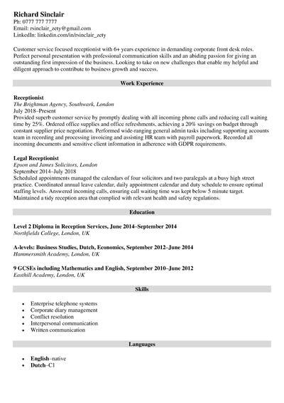 Curriculum Vitae Language Skills Levels Skills Based Cv Template