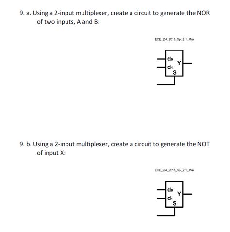 Solved Using A 2 Input Multiplexer Create A Circuit To Chegg Com