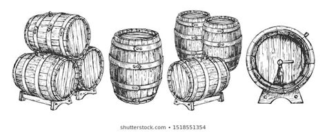 Ilustración De Un Conjunto De Barriles Ilustración De Stock 1518551354