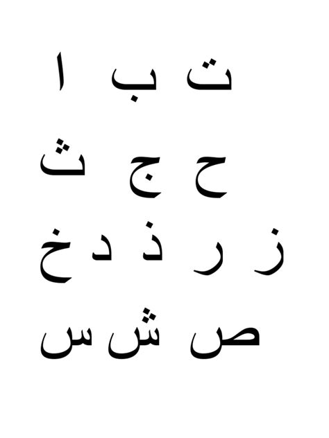 ا ب ت ث ج ح خ د ذ ر ز س ش ص ض ط ظ ع غ ف ق ك ل م ن و ه Pdf