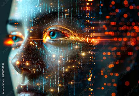 Human Face Merging With Ai Technology In Cybernetic Art Expressing Emotions Through Digital