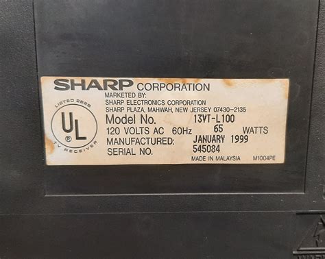 Sharp 13vt L100 Crt Database