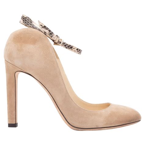 Jimmy Choo Beige Suede Ankle Strap Pumps For Sale At 1stdibs