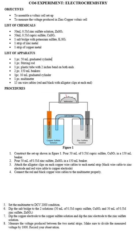 Solved What Was The Measured Cell Voltage For This Voltaic Chegg Com