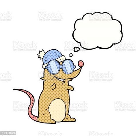 자유형 그린 생각 거품 만화 마우스 안경과 모자를 쓰고 귀여운에 대한 스톡 벡터 아트 및 기타 이미지 귀여운 기이함 기포 Istock