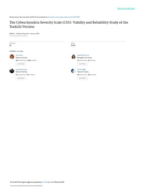 The Cyberchondria Severity Scale Css Validity And Pdf Psychometrics