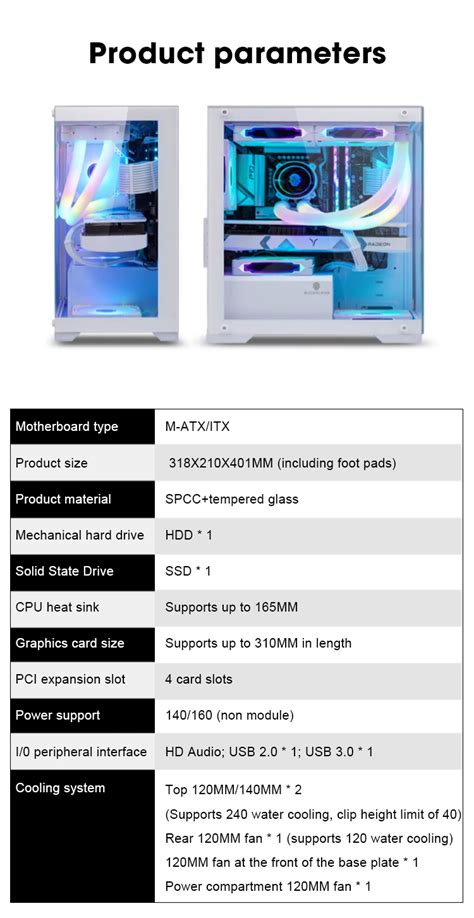 Inplay Pc Case Gaming Computer Case With Fan White Glass Seaview Palace Mini Pc Set Table