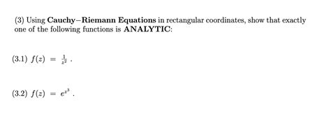 Solved Using Cauchy Riemann Equations In Rectangular Chegg