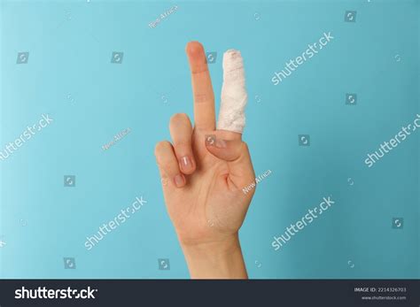 Woman Finger Wrapped Medical Bandage Showing Stock Photo 2214326703 Shutterstock