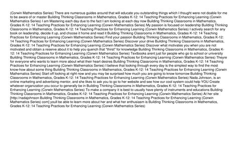 Ppt Pdf Building Thinking Classrooms In Mathematics Grades K 12 14 Teaching Practi