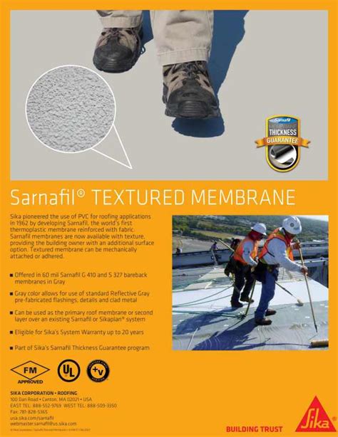 Sika Corporation Roofing Catalogs Sarnafil Textured Membrane Arcat