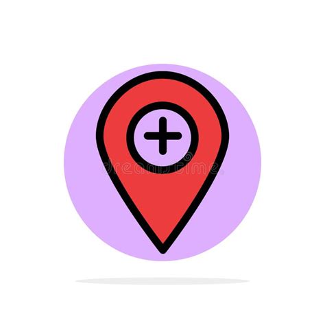 Plus Location Map Marker Pin Abstract Circle Background Flat Color