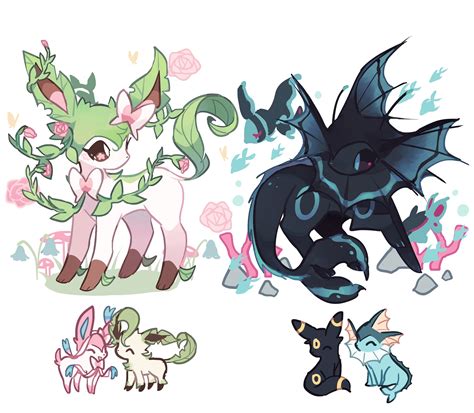 Sylveon Umbreon Vaporeon And Leafeon Pokemon Drawn By Charamells