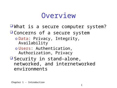 Ppt Chapter 1 Introduction 1 Overview What Is A Secure Computer