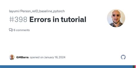 Errors In Tutorial Issue Layumi Person ReID Baseline Pytorch GitHub