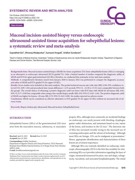 Pdf Mucosal Incision Assisted Biopsy Versus Endoscopic Ultrasound Assisted Tissue Acquisition