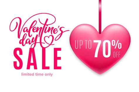 발렌타인의 날 휴일 판매 70 에서 흰색 바탕에 분홍색 심 혼 제한 된 시간에 만입니다 배너 포스터 쇼핑 할인 초대장 서식 파일 14에 대한 스톡 벡터 아트 및 기타 이미지