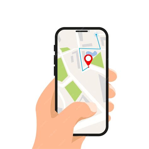 Premium Vector Hand Holding Smartphone With City Map Path And Location Mark On The Screen