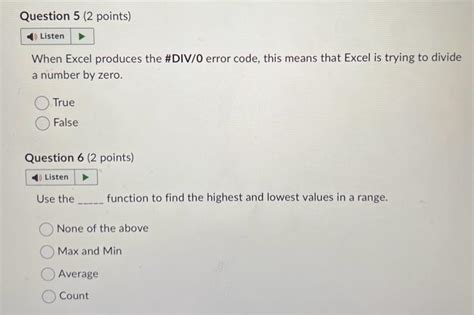 Solved Need Help With These 10 Ms Excel Questions Will