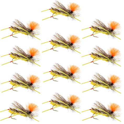 Feth Hopper Yellow Foam Grasshopper Fly Pattern 1 Dozen Flies Hook