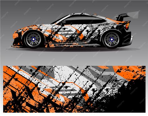 자동차 랩 디자인 벡터입니다 랩 차량용 그래픽 추상 스트라이프 레이싱 배경 키트 디자인 프리미엄 벡터