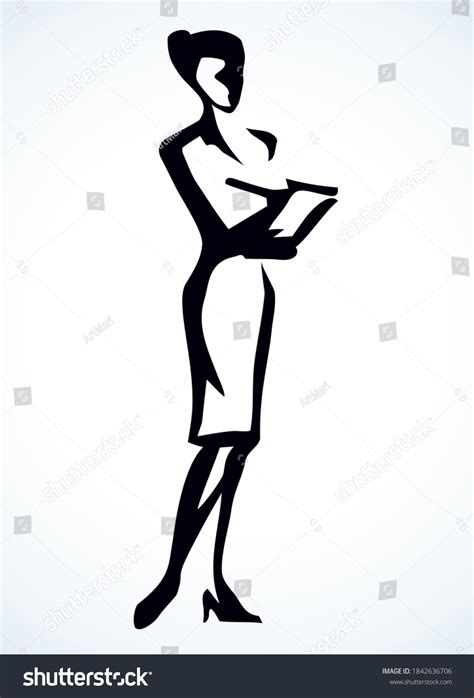 Secretary Notepad Vector Drawing Stock Vector Royalty Free 1842636706