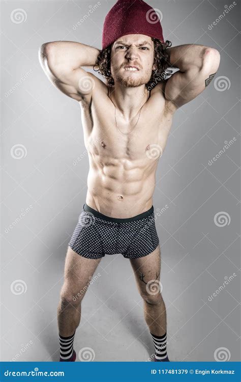 Young Ginger Topless Man Studio Portrait Stock Image Image Of Defined