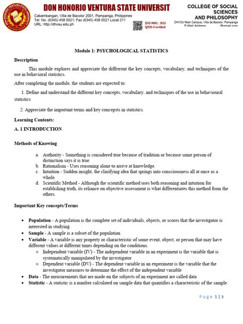 Module 1 Psych Stats Pdf Statistics Spss