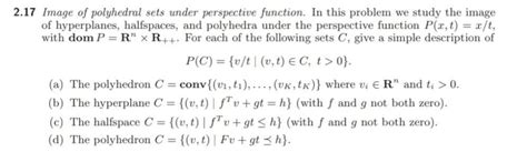 Solved 217 Image Of Polyhedral Sets Under Perspective