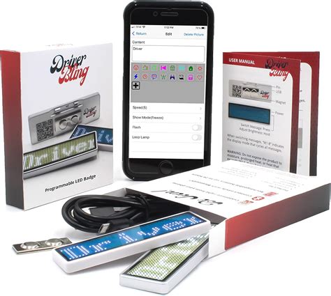 Buy Driver Bling Blue LED Badge Name Tag Wireless Bluetooth Programmable Name Badge Program