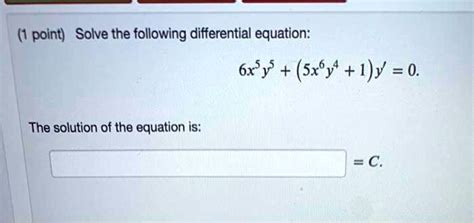 Solved Point Solve The Following Differential Equation 6xy Sx6y