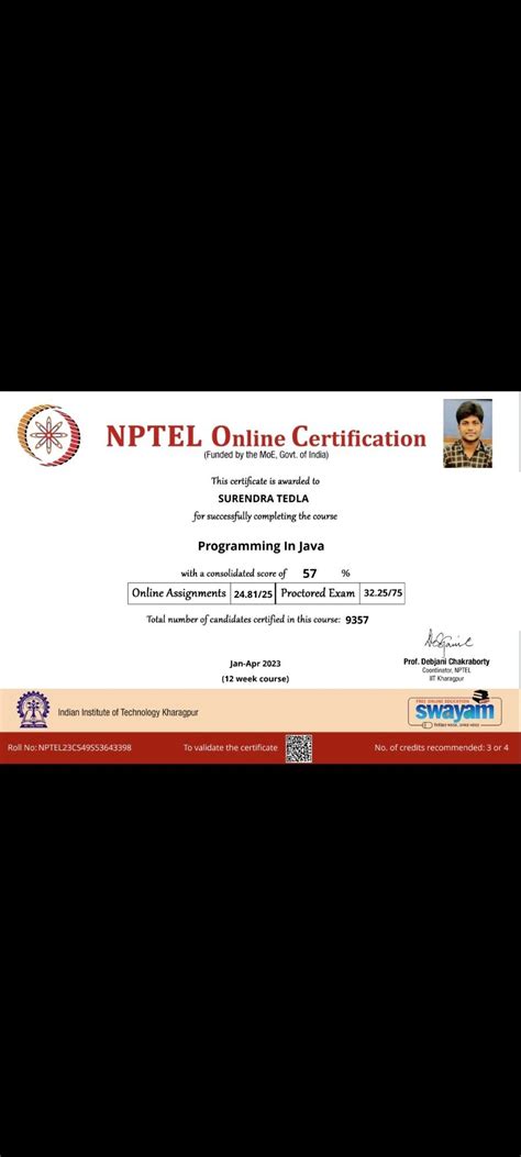 Surendra Tedla On Linkedin Successfully Completed Nptel Course Programming In Java