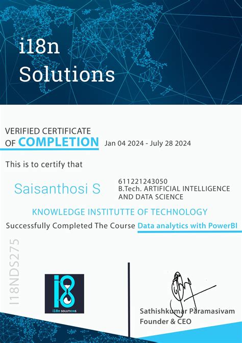 Completed Data Analytics Course With Power Bi Saisanthosi S Posted On
