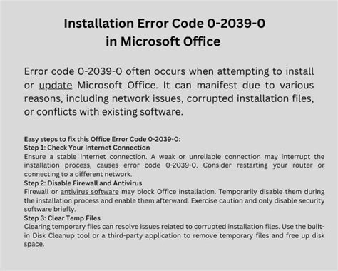 Resolving Installation Error Code 0 2039 0 In Microsoft Office Microsoft Office Coding Microsoft