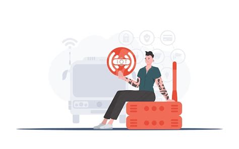 Premium Vector Iot Concept A Man Is Holding An Internet Thing Icon In Her Hands Router And