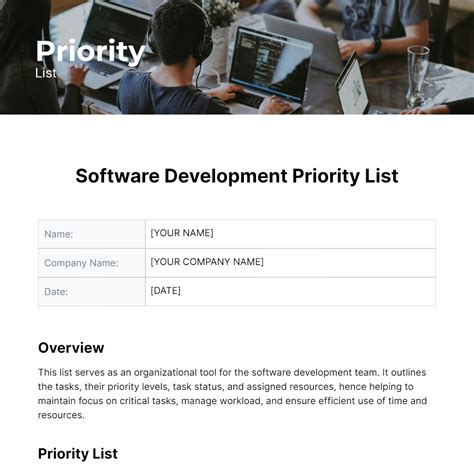 Free Priority List Template To Edit Online