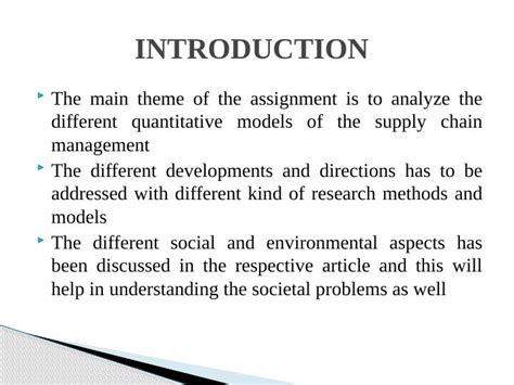 quantitative models for sustainable supply chain management desklib