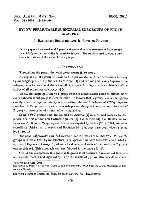 PDF Sylow Permutable Subnormal Subgroups Of Finite Groups II