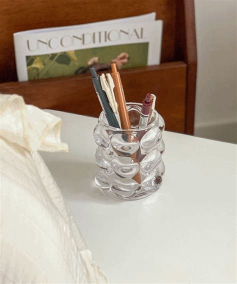 B 묶음구매할인 4colors 유리 동글이 브러쉬꽂이 연필꽂이 펜홀더 펜케이스 다용도 꽂이 에이블리