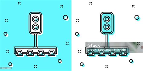 녹색과 흰색 배경에 격리 된 검은 줄 기차 신호등 아이콘 열차의 움직임을 조절하기 위한 신호등 임의동적 모양 벡터 0명에 대한