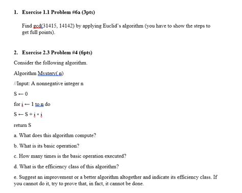 solved 1 exercise 1 1 problem 6a 3pts find ged 31415