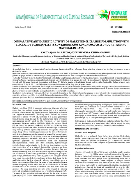 Pdf Comparative Antidiabetic Activity Of Marketed Gliclazide