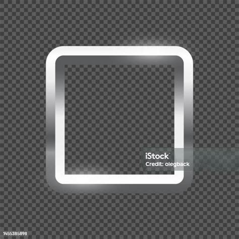 투명한 배경에 그림을 위한 은색 사각형 프레임 그림 그림 카드 또는 사진을위한 빈 공간 3d 현실적인 현대 템플릿 벡터 일러스트 레이 션입니다 간단한 강철 개체 모형 3차원